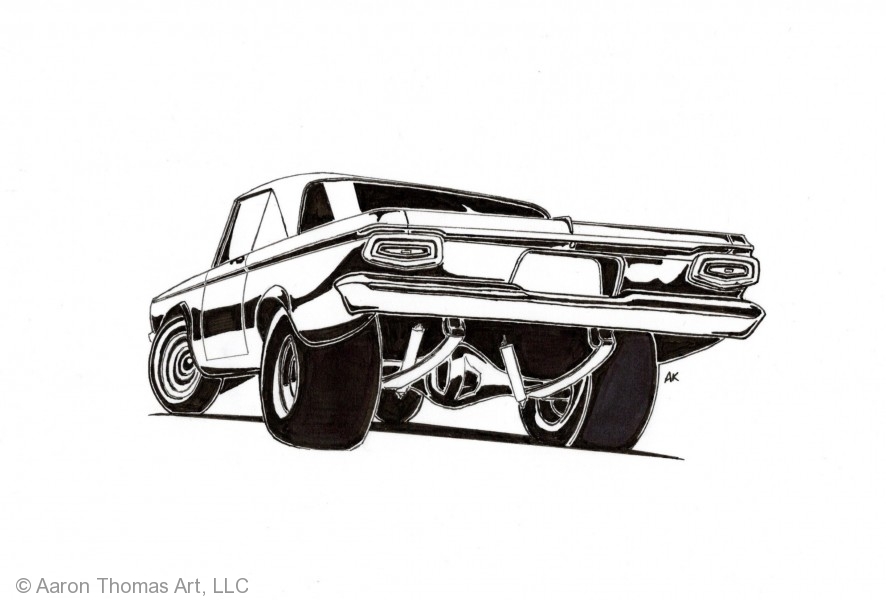 1955 Chevy 210 Drawing - Aaron Thomas Art Hot rod Artwork Hand Drawn