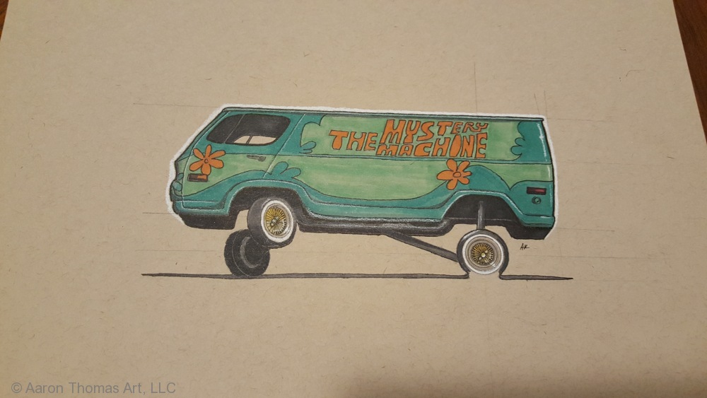 AMC Marlin Drawing - Aaron Thomas Art Hand Drawn Automotive Artwork