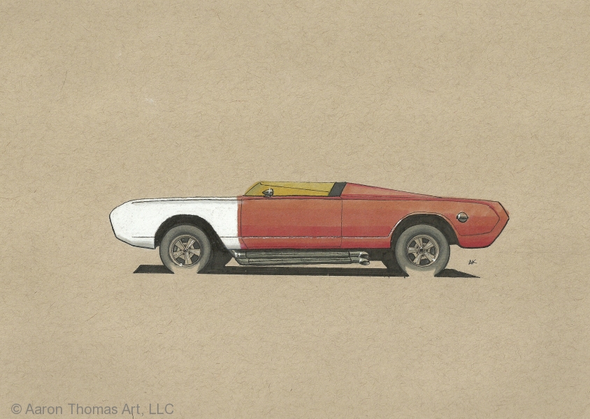 1966 Chevy Nova Drawing - Aaron Thomas Art Gasser Hot Rod Artwork
