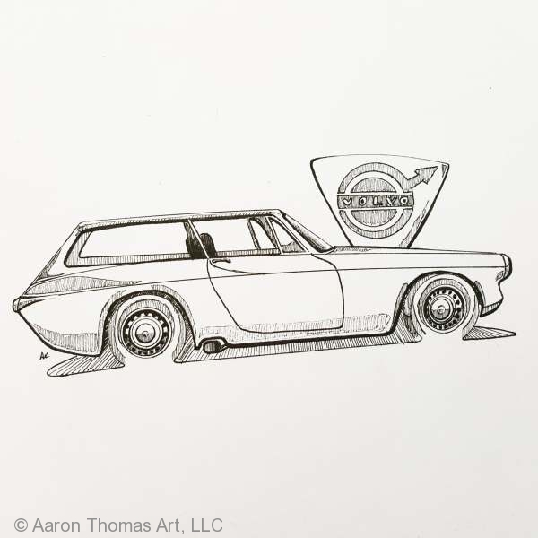1955 Chevy 210 Drawing - Aaron Thomas Art Hot rod Artwork Hand Drawn