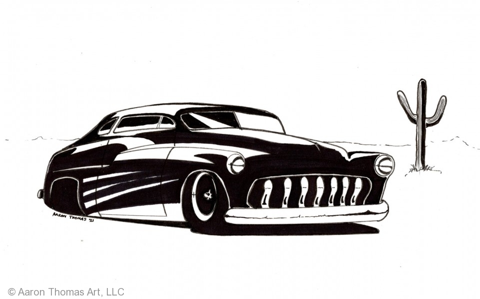 1955 Chevy Pro Street Drawing - Aaron Thomas Art Automotive Artwork