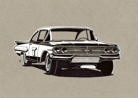 1955 Chevy Gasser1955 Chevy Gasser Drawing - Aaron Thomas Art
