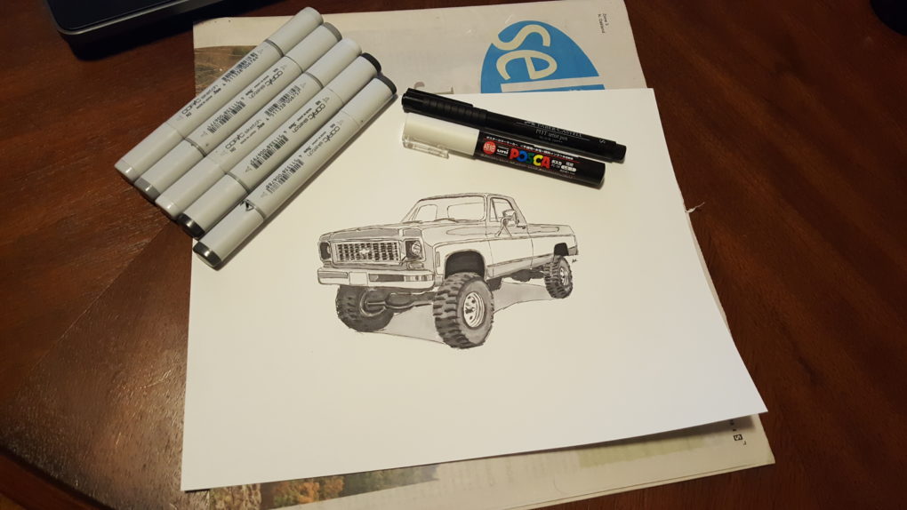 1978 Silverado Square Body Sketch - Aaron Thomas Art