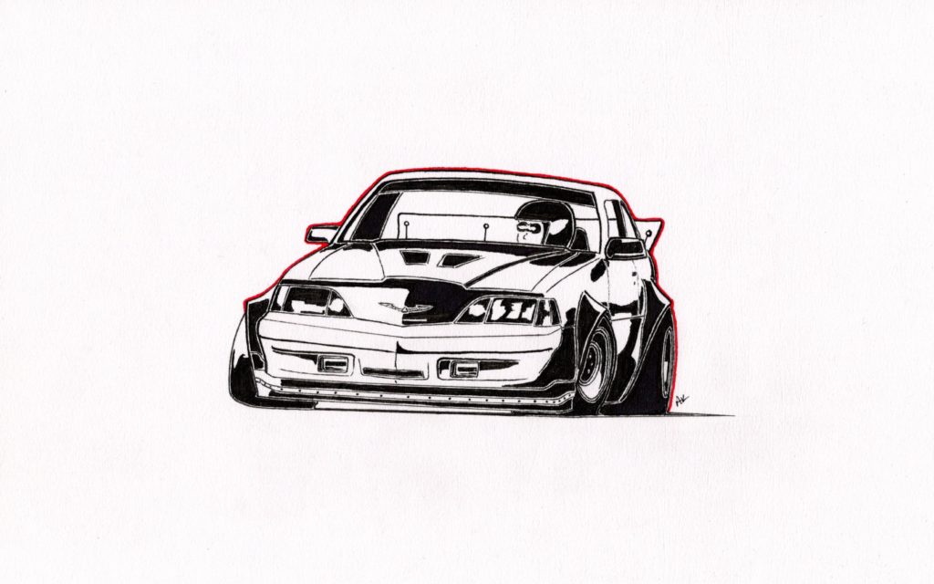 Turbo Coupe Drawing - Aaron Thomas Art Hot Rod artwork sketch drawing