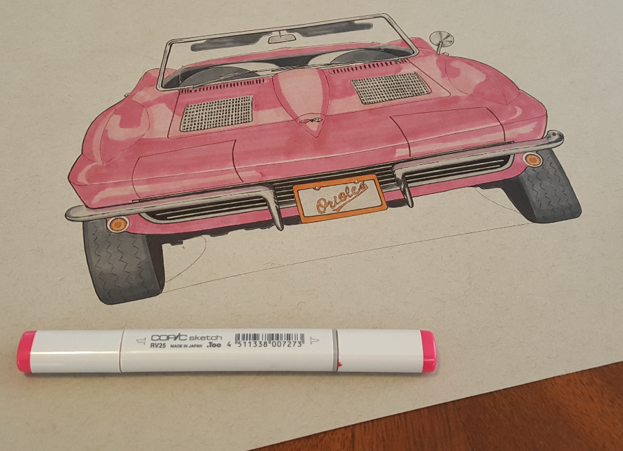 1963 Corvette Front View Drawing - Aaron Thomas Art Automotive Artwork