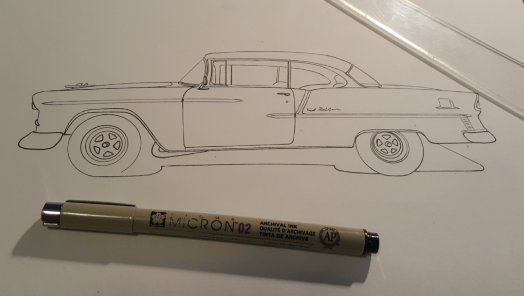 1955 Chevy Bel Air Drawing - Aaron Thomas Art Hot Rod Artwork
