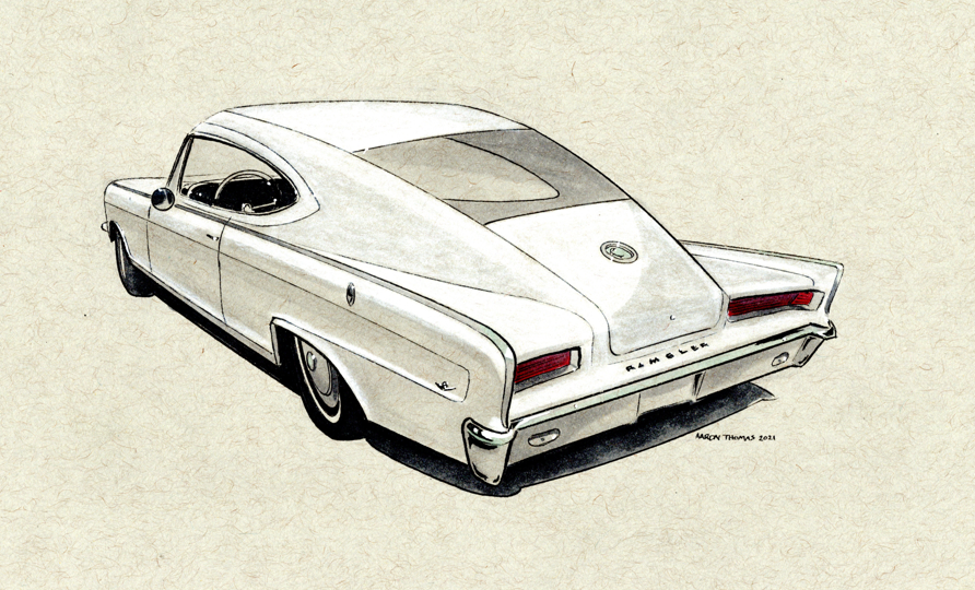 AMC Marlin Drawing - Aaron Thomas Art Hand Drawn Automotive Artwork